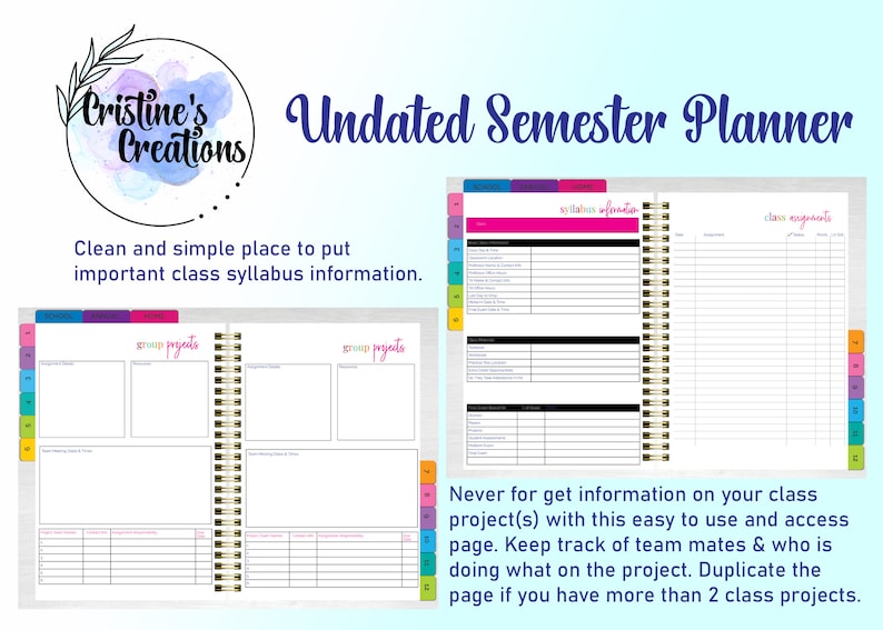 Semester Planner 2024 Design - Etsy