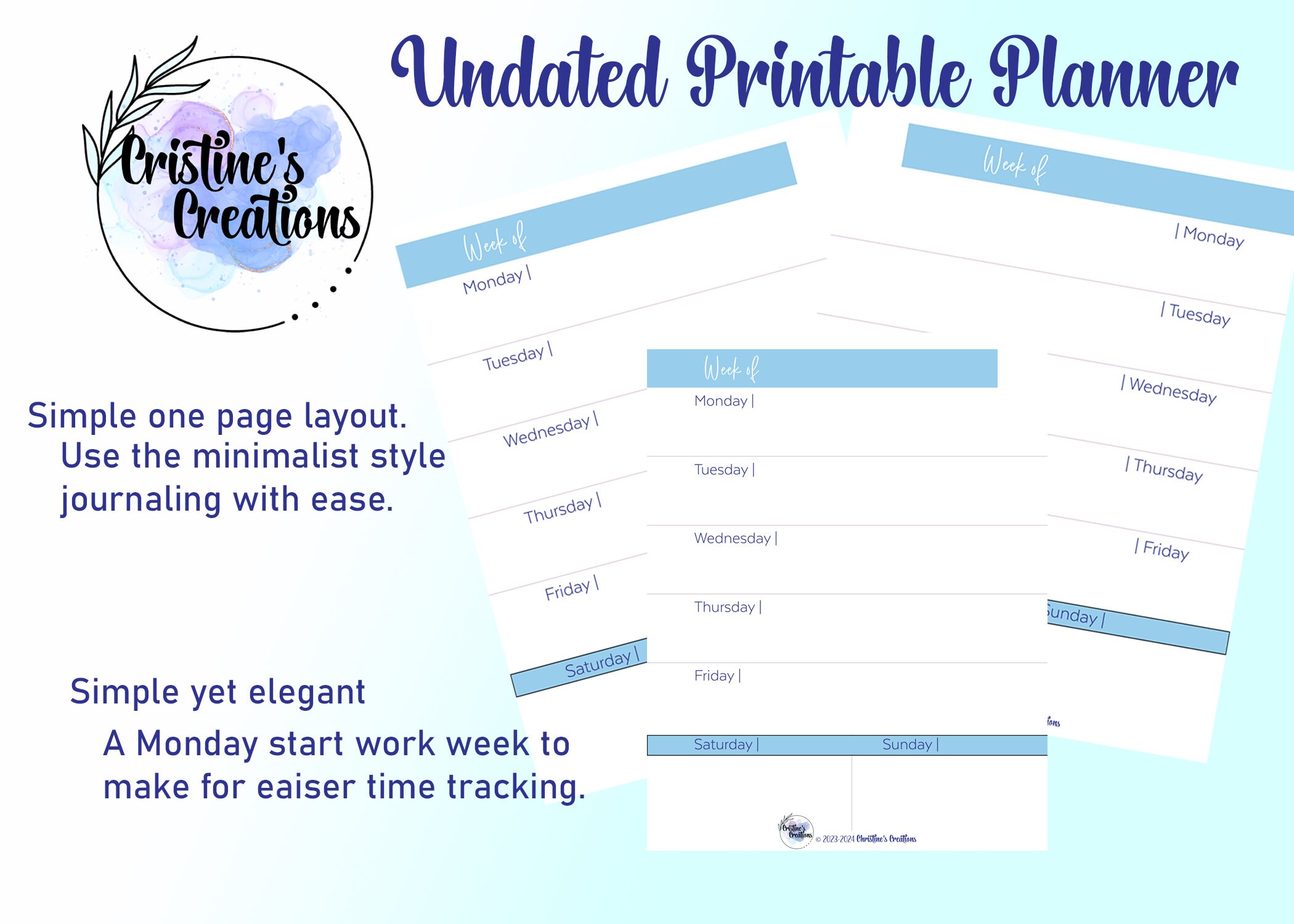 Undated Printable Planner - Etsy