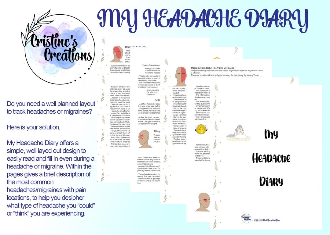 My Headache Diary - Etsy