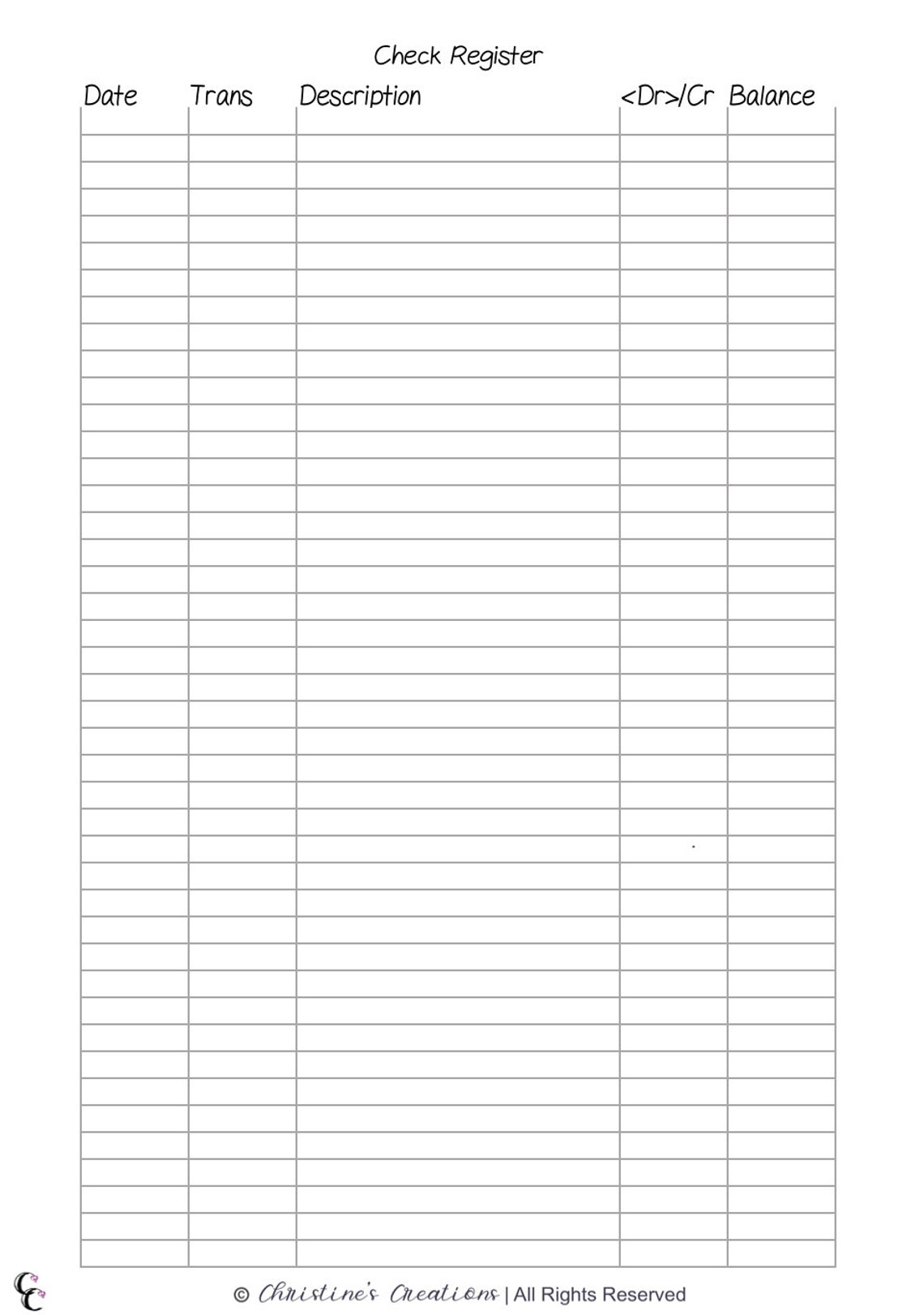 Digital Check Register - Etsy