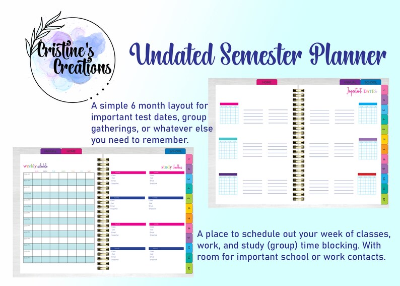 Semester Planner 2024 Design - Etsy