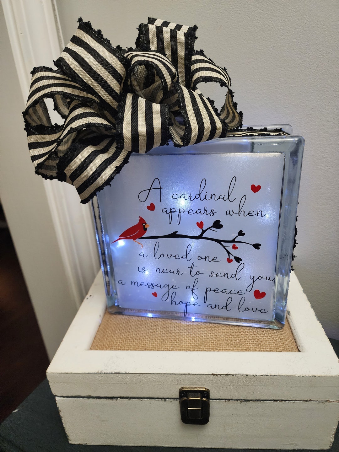 A Cardinal Appears When A Loved One is Near, Lighted Memorial Glass ...