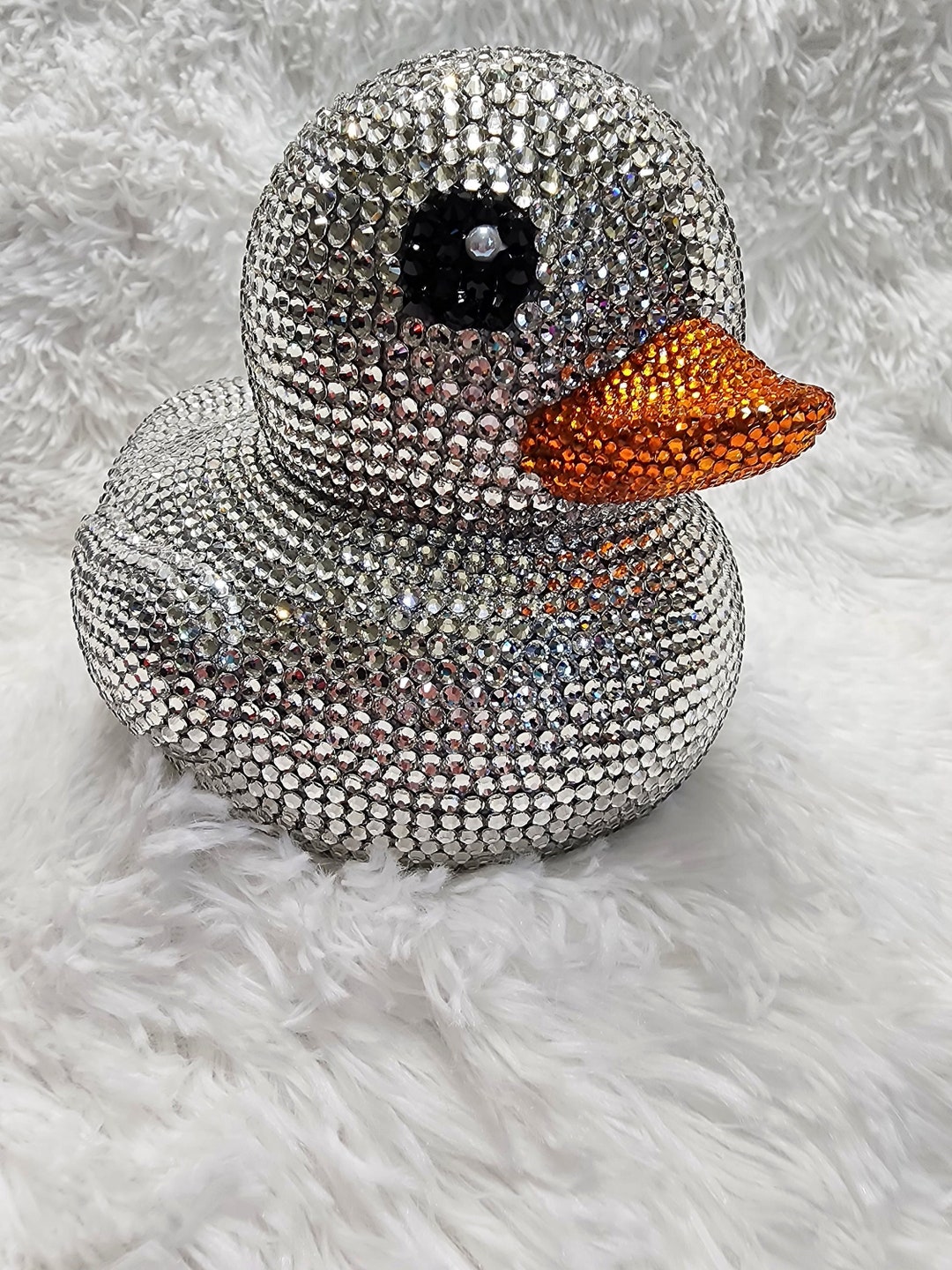Custom Bling Glitter All Glass Rhinestone Jumbo Duck Car Decor Silver ...