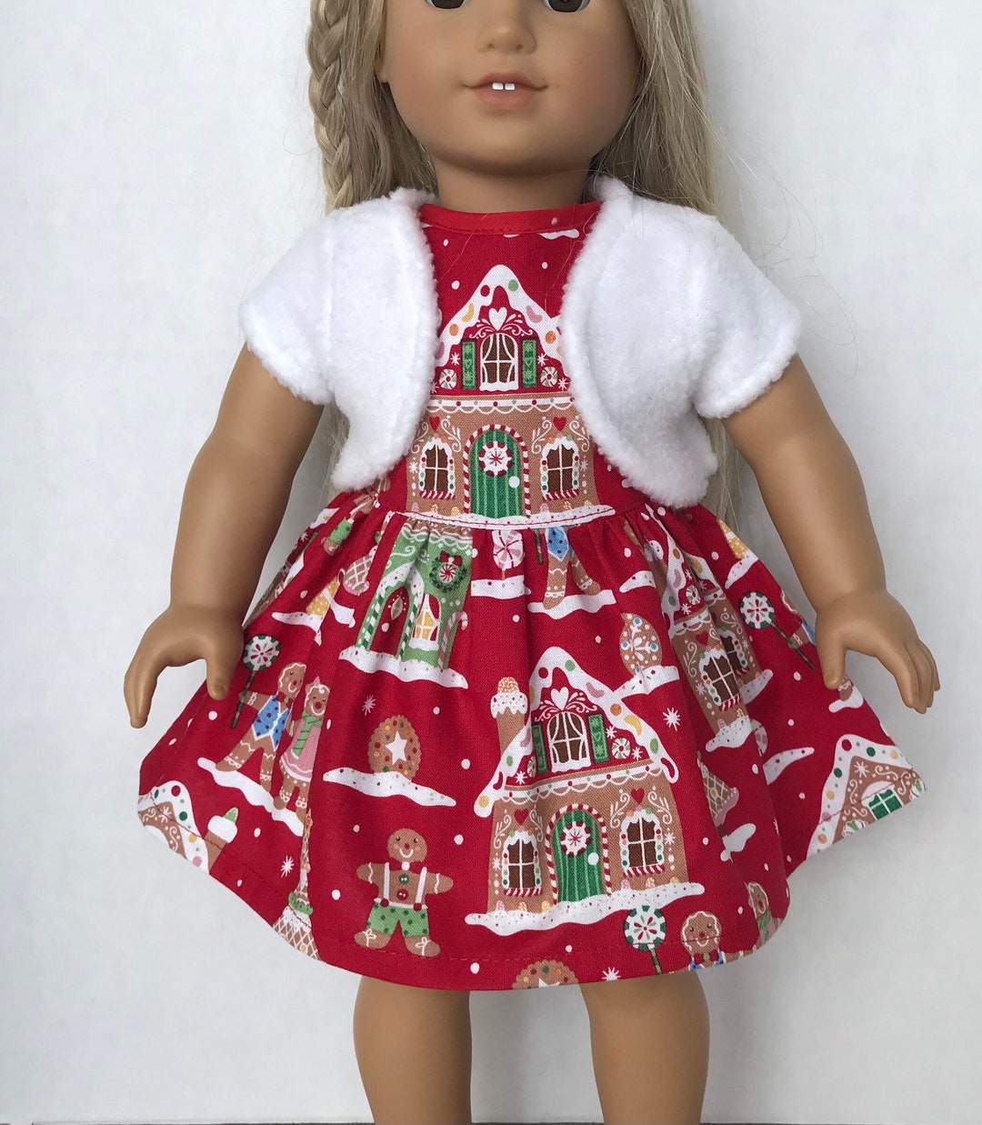 18 Inch Doll Holiday Party Dress With Shrug, Gingerbread Dress - Etsy