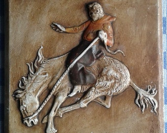 Dan Muller Chalkwear Plaque, Vintage Cowboy Horse Wall Decoration ...
