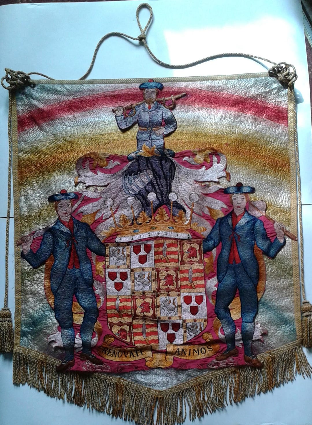 Antique Embroidered Silk Banner - Etsy