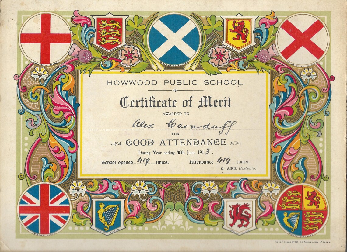 Antique Howwood School Certificate - Etsy