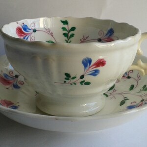 Hand-painted Creamware Cup & Saucer - Etsy