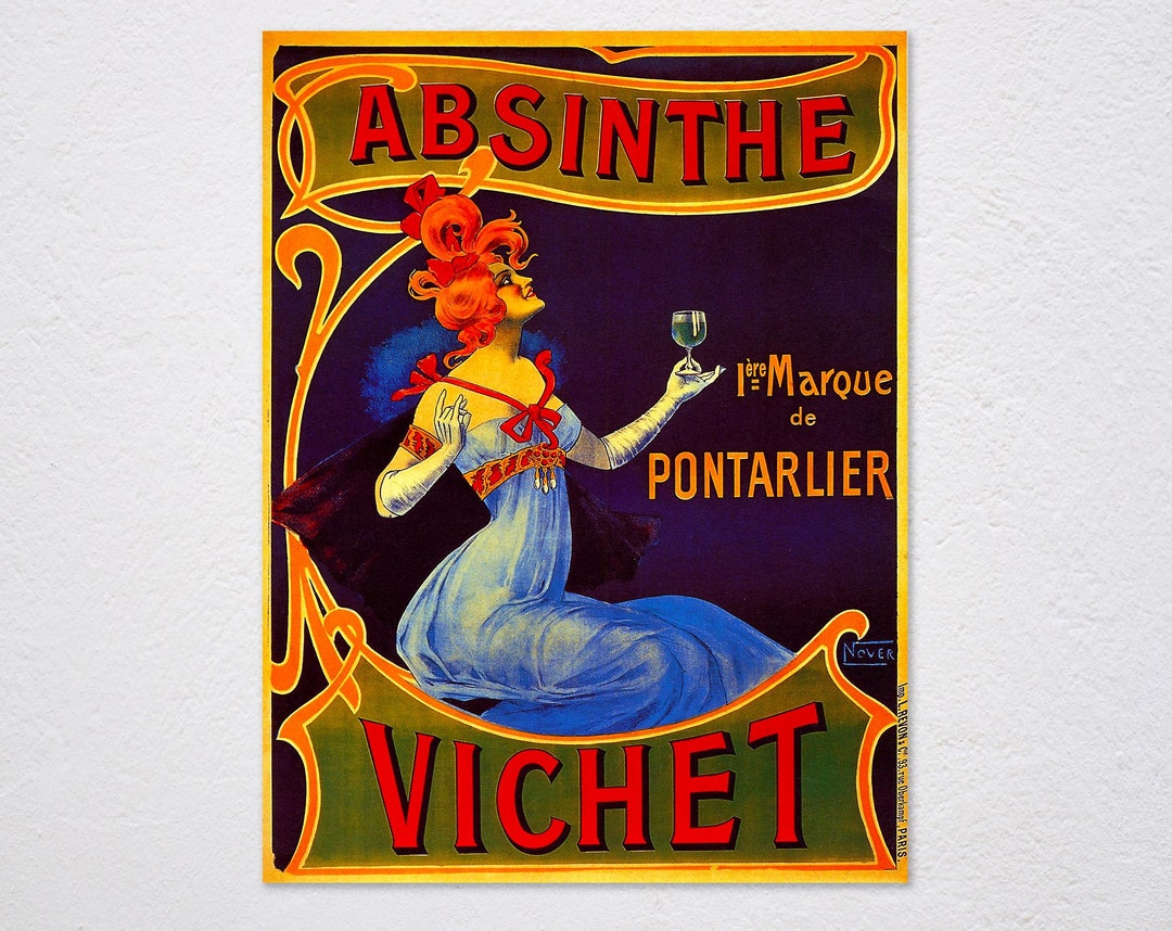 Absinthe Vichet Green Alcoholic Drink Elegant French Woman Vintage ...