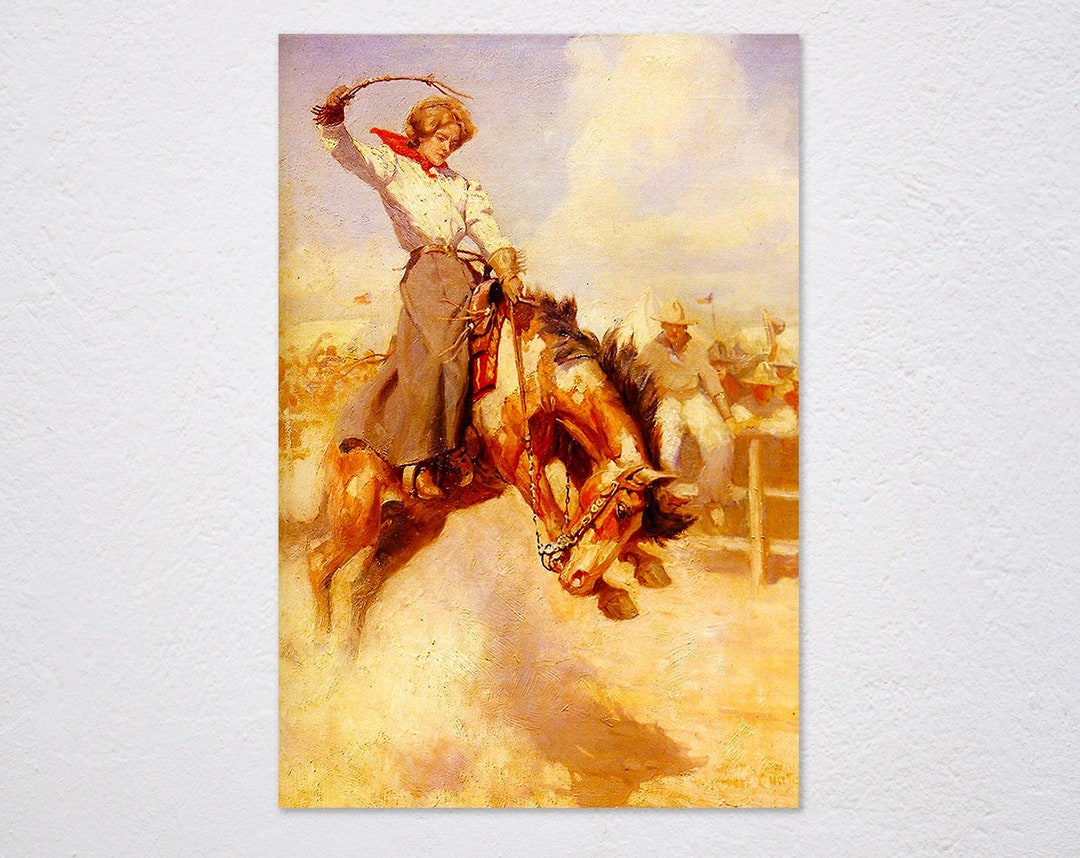 Girl Rodeo Rider Cowgirl Bronc Riding American by William Dunton ...