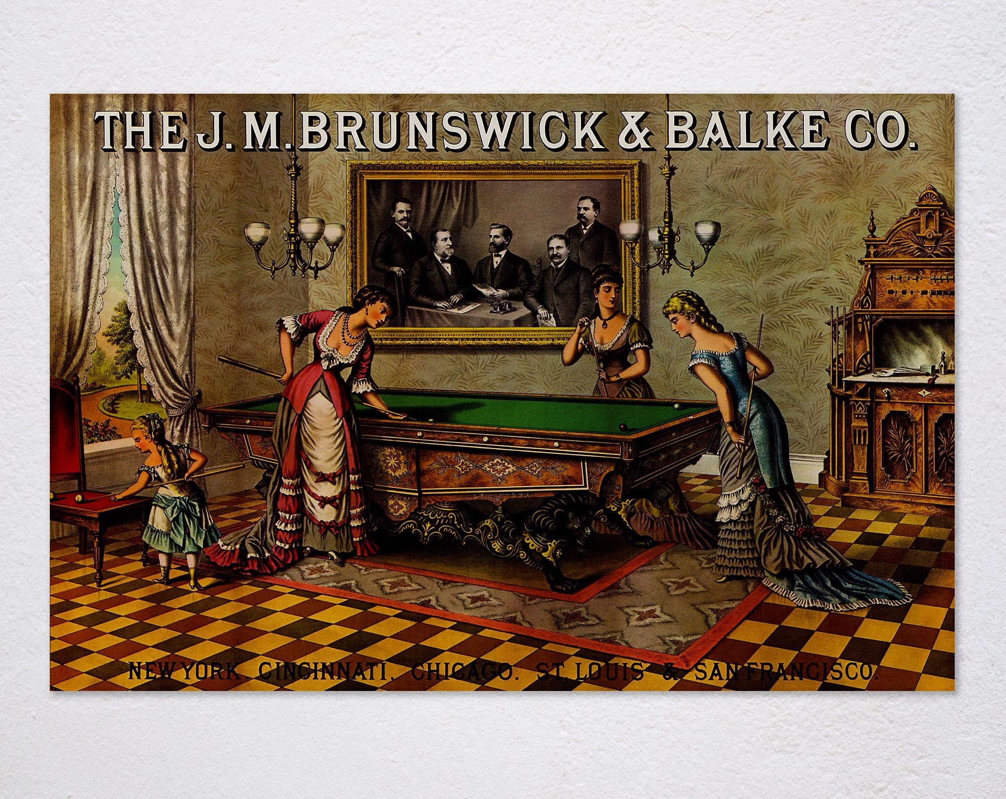 J. M. Brunswick Balke Billiard Table Women Playing Billiards - Etsy