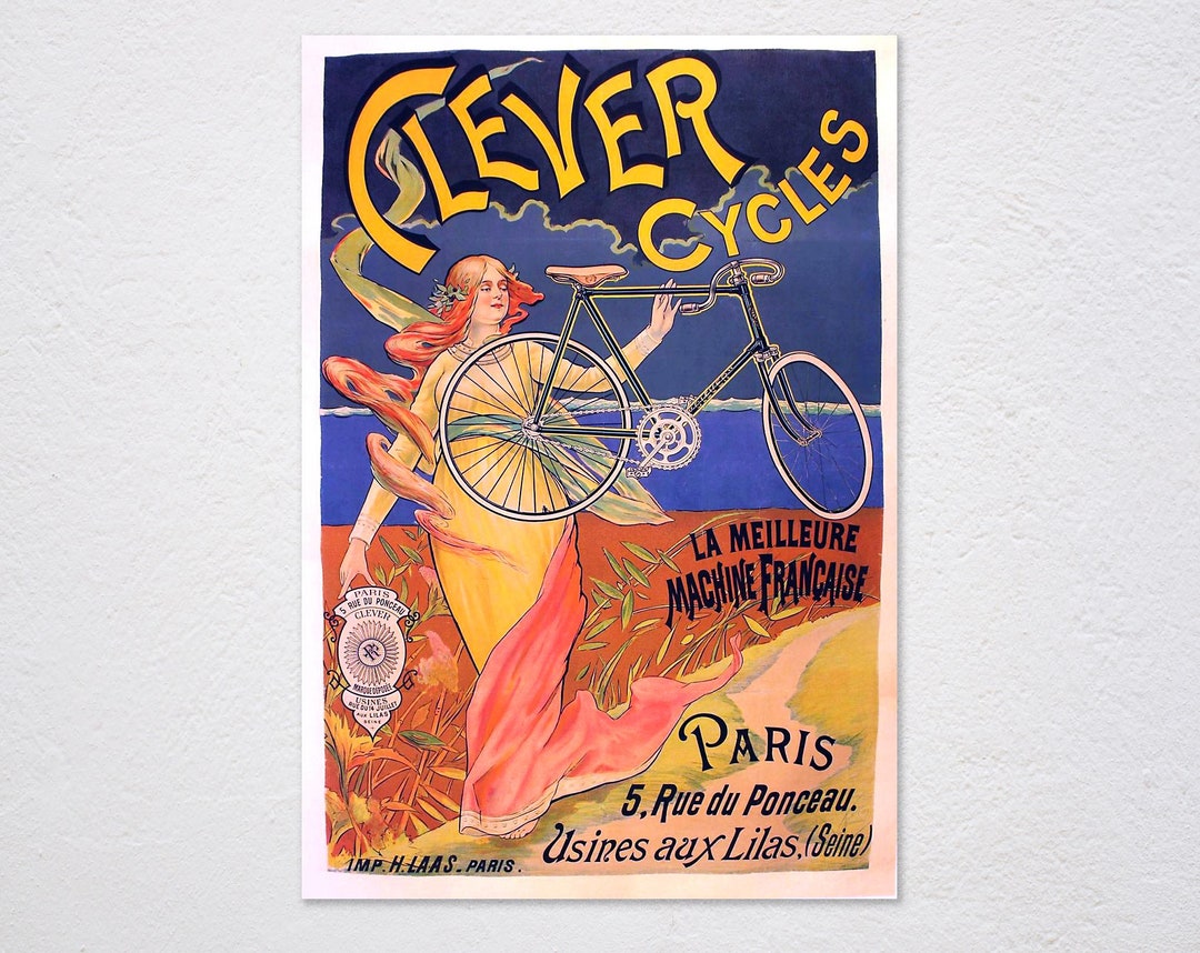 Clever Cycles, La Meilleure Machine Francaise Poster, Bicycle, Vintage ...