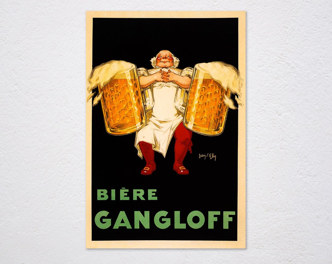 Biere Gangloff Beer French Waiter With Two Big Mugs Brewery France ...