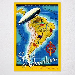 South America Spriit of Adventure Poster, South America, Vintage Travel ...