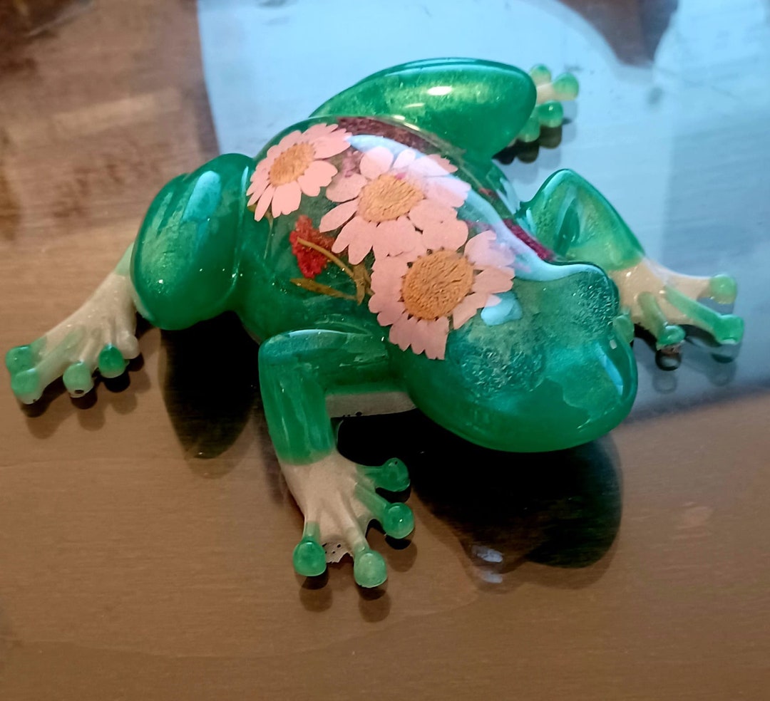 Beautiful Resin Frog. Flower Frog - Etsy