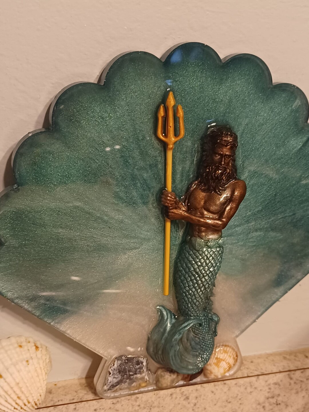 Gorgeous Resin Islander Merman, Ethnic Merman., Mythical, Trident, Male ...