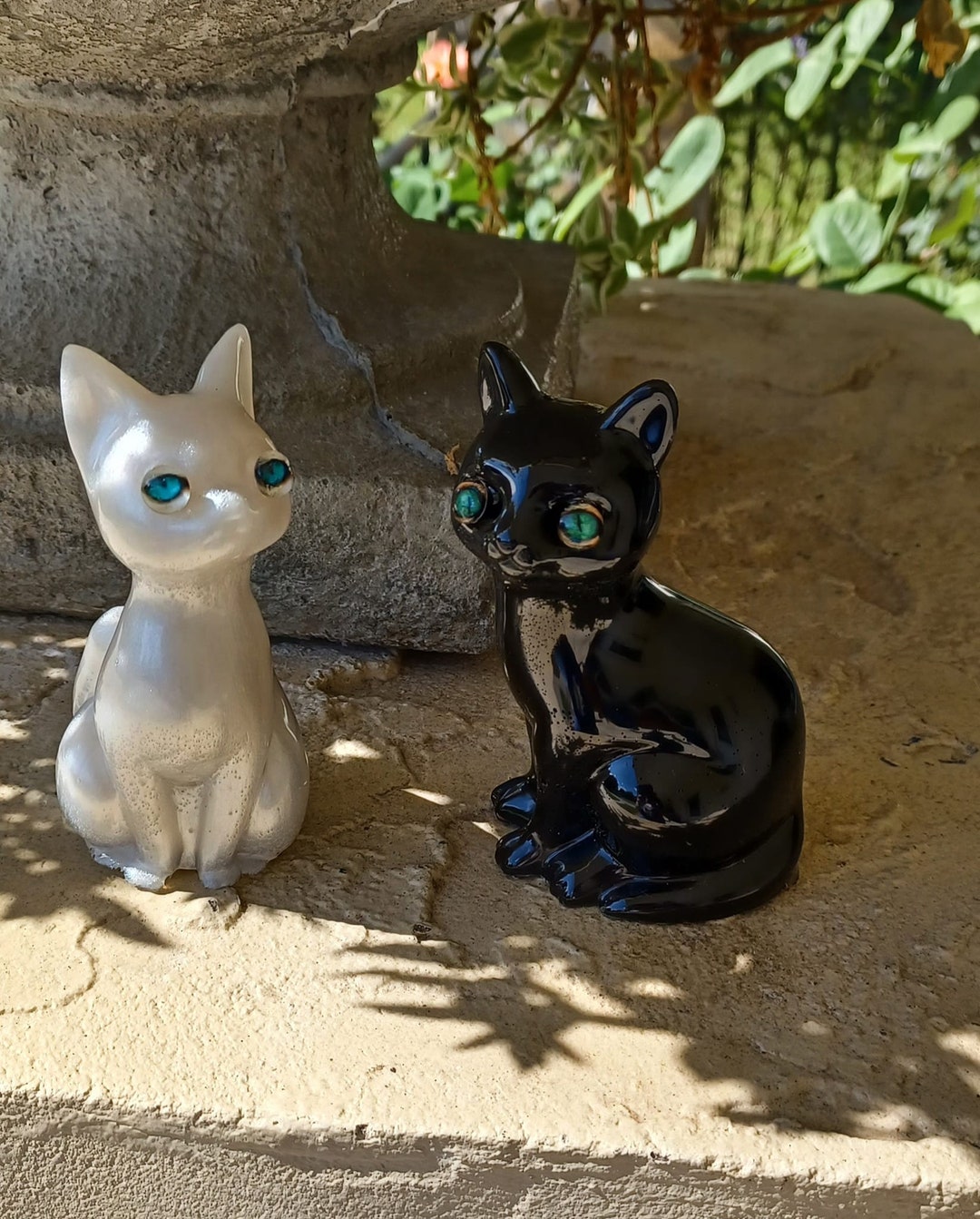Handmade Resin Cats, Pair of Cats, Cat Figurine, Romantic Gift for Wife ...