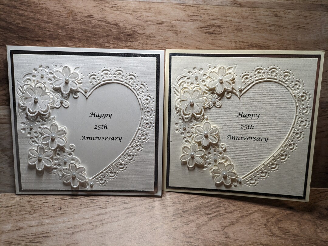 Handmade Card Anniversary Card Silver Anniversary 25th Anniversary - Etsy