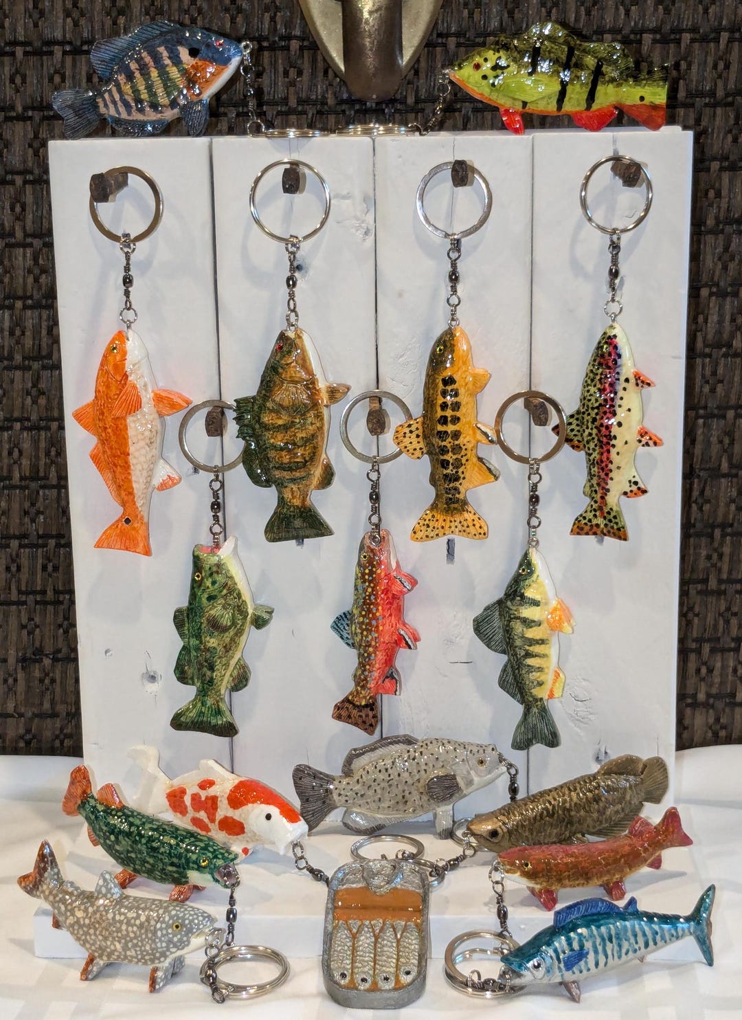 Hand-carved Fish Keychains - Etsy