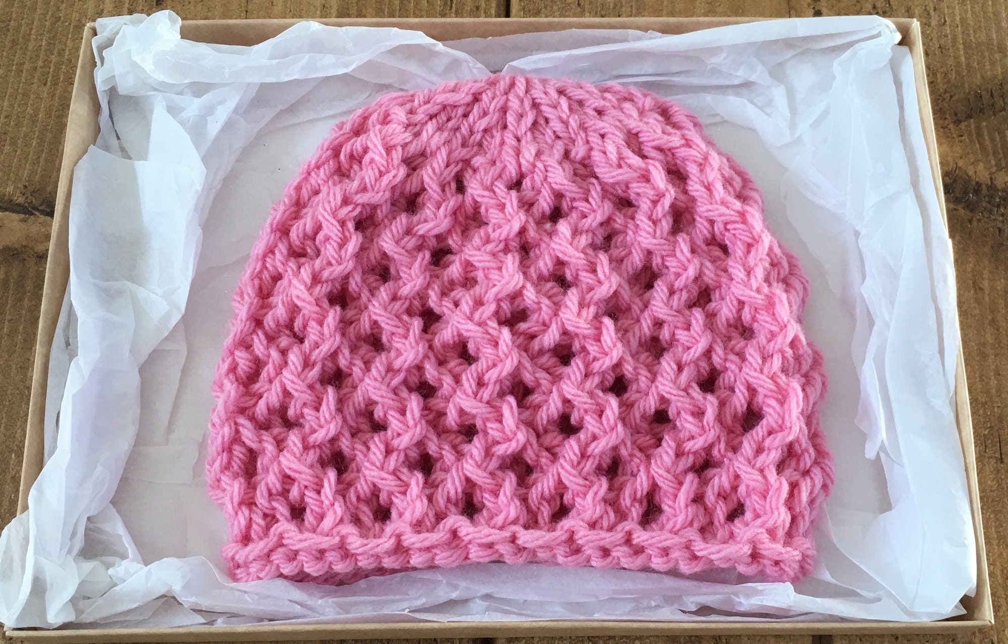 Hand-knitted Soft Baby Girl Beanie Hats Small Baby to 0-3 Months Gift ...