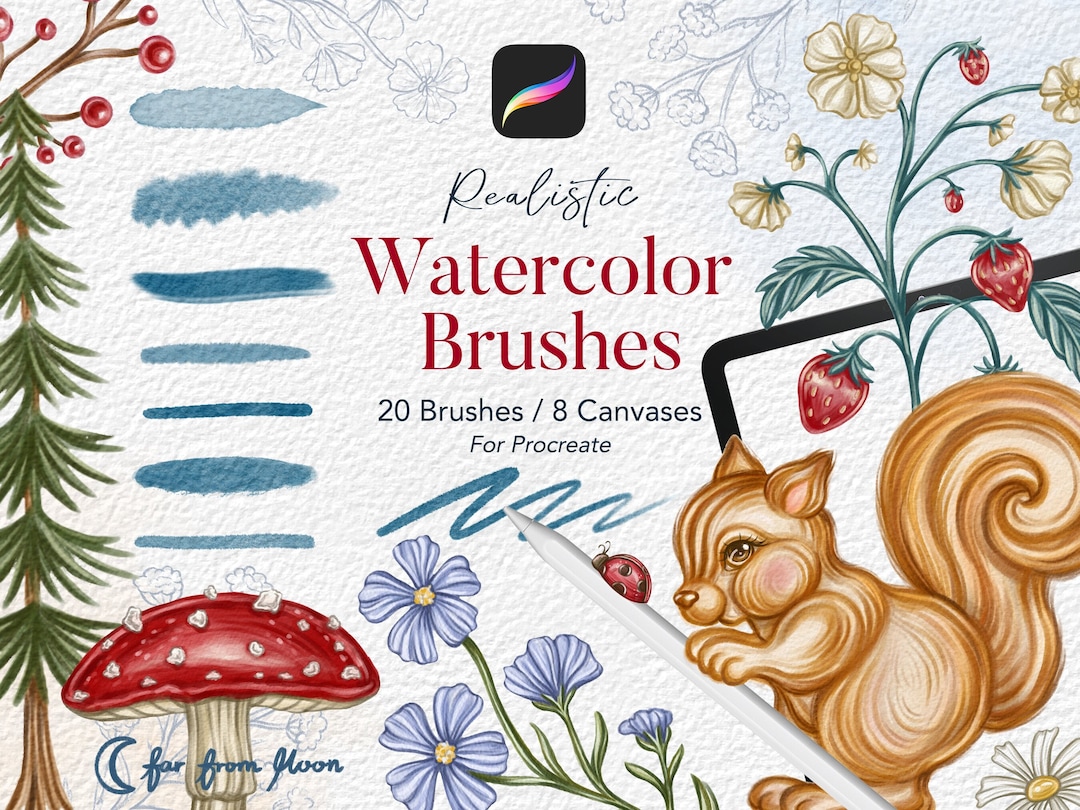 Realistic Watercolor Brushes/procreate Brush/ iPad Brushes/paint Kit ...