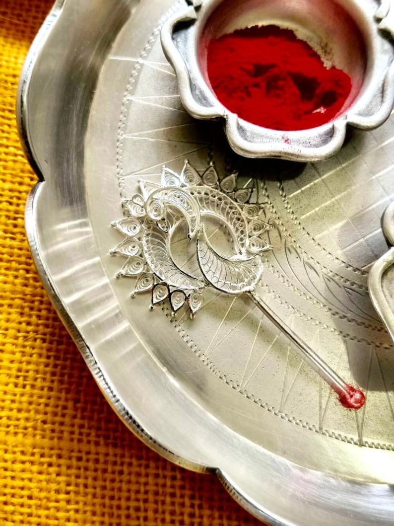 Peacock Tilak Stick, Sterling Silver Puja Items, Indian God, Wedding ...