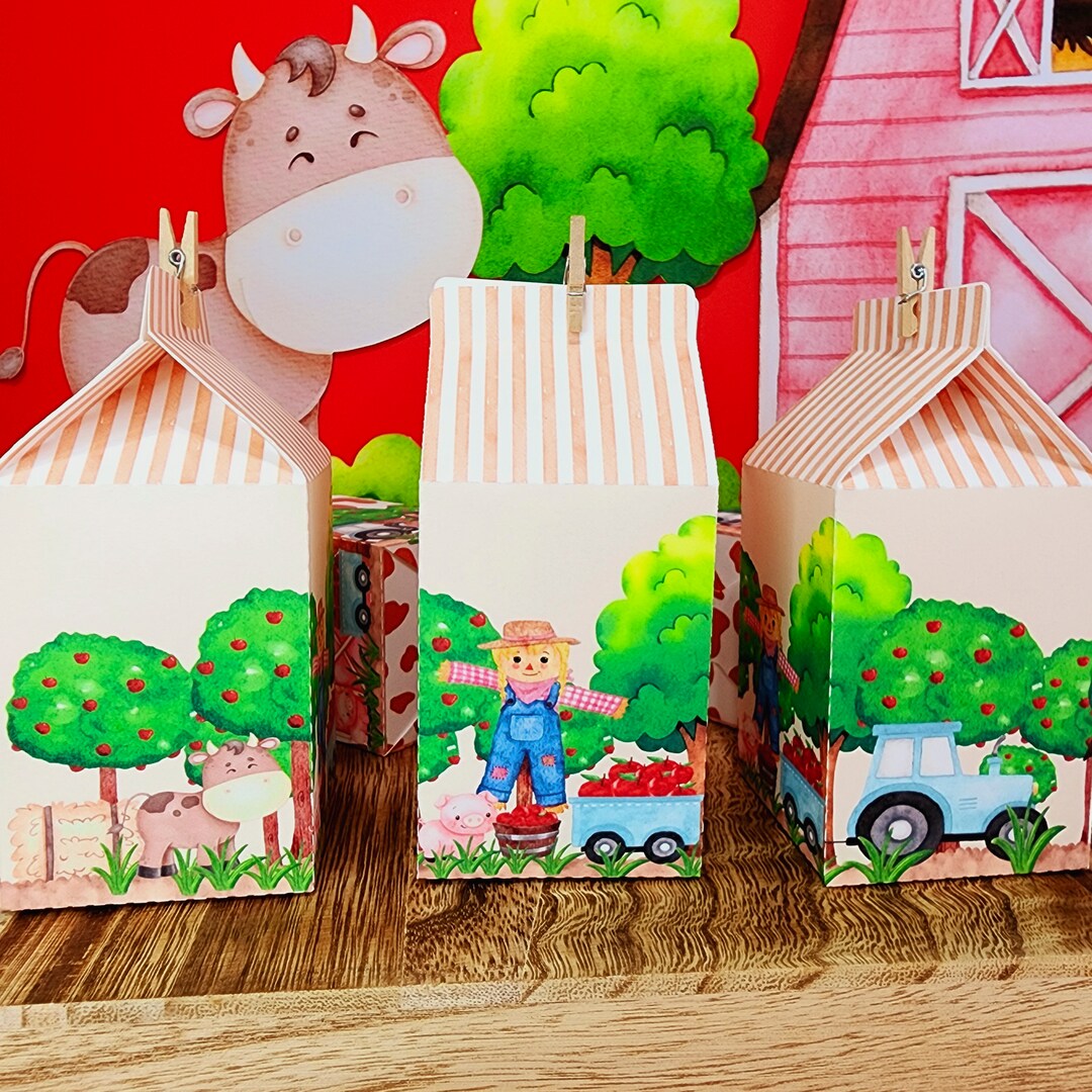 Farm Theme MILK Box, Favor Boxes, Party Decorations, Farm Birthday ...