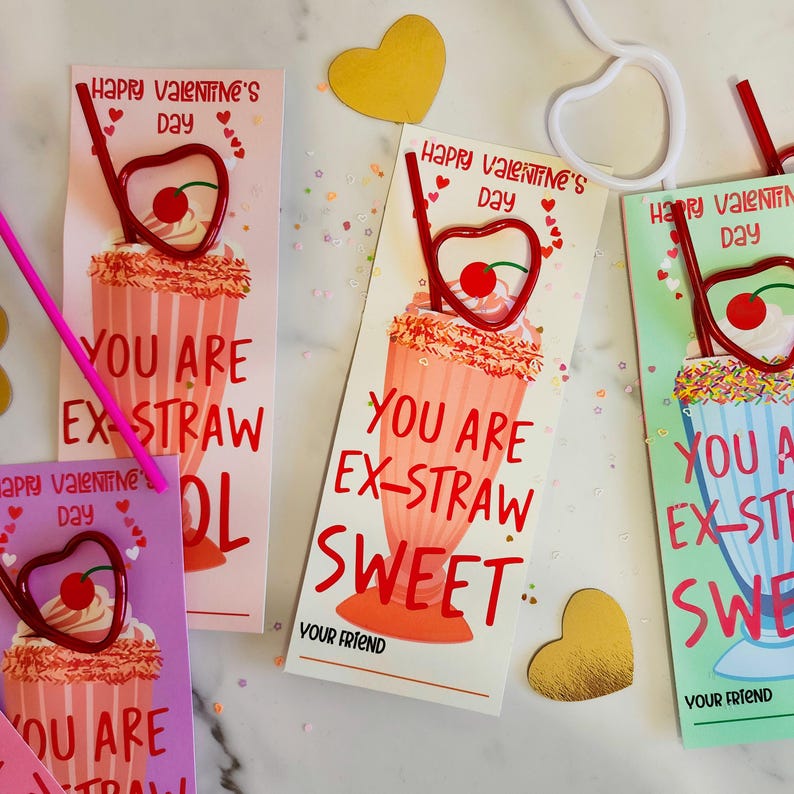 VALENTINE Crazy Straw Valentine Printable Classroom/party Decor/card ...