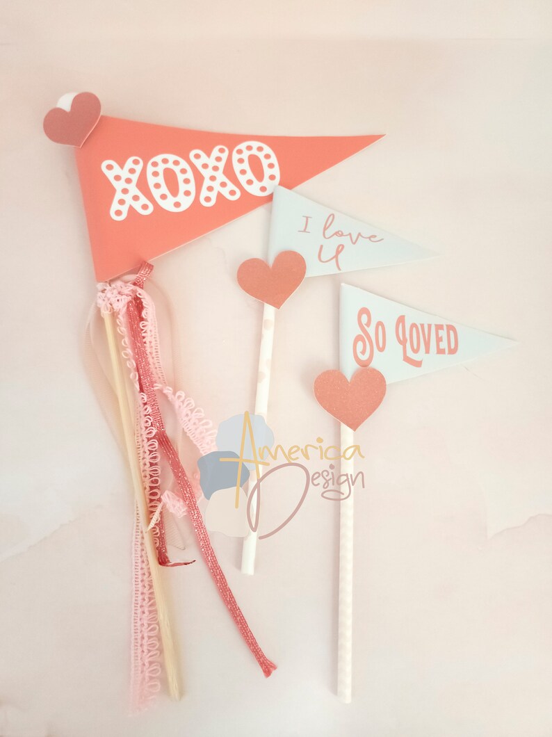 Valentine's Day Pennant Flags: 54 Printable Designs (PDF) - Etsy