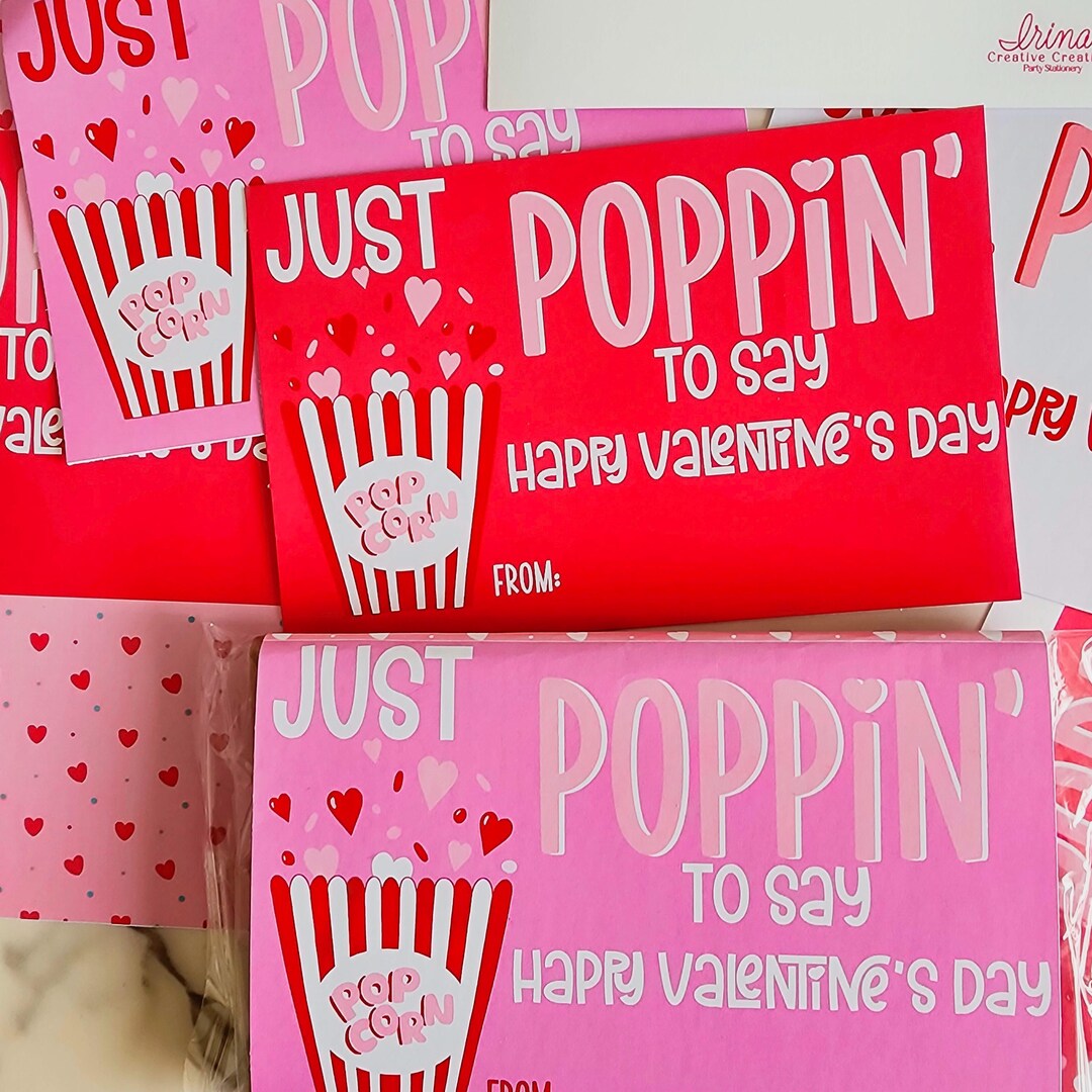 Valentine's Day Popcorn Wrapper: Printable Classroom Favor (digital ...