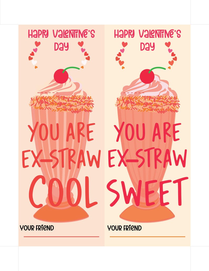 VALENTINE Crazy Straw Valentine Printable Classroom/party Decor/card ...