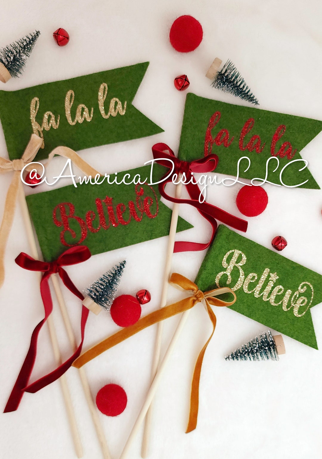 Christmas Felt Pennant Flags, Christmas Photo Props, Christmas Wand ...