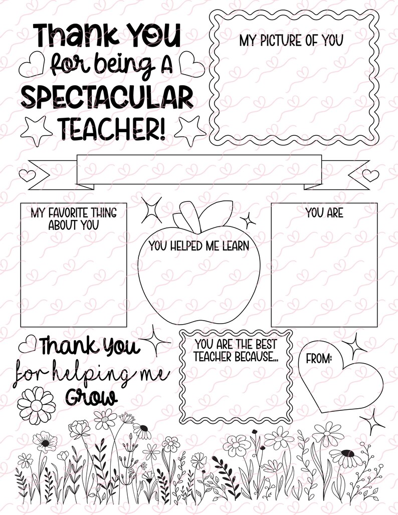 Teacher Appreciation Week Letter Printable, Teacher Coloring Thank You ...