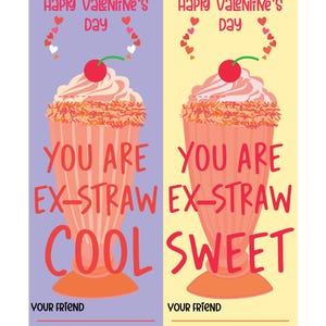 VALENTINE Crazy Straw Valentine Printable Classroom/party Decor/card ...