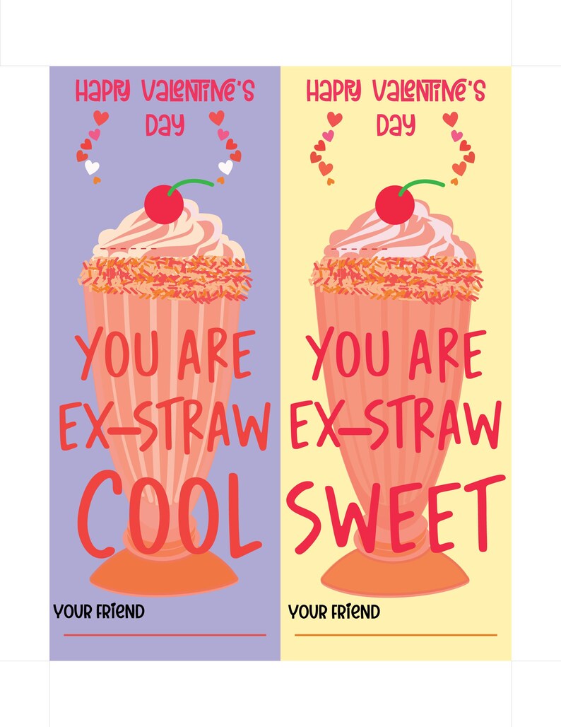 VALENTINE Crazy Straw Valentine Printable Classroom/party Decor/card ...