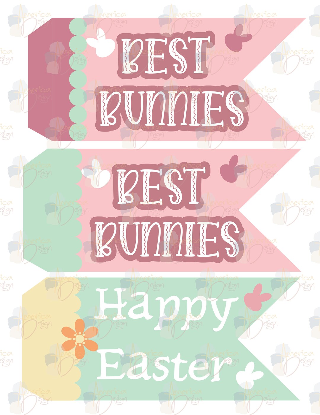 Printable Easter Pennant Flags, Easter Printable Tags, Hoppy Easter ...