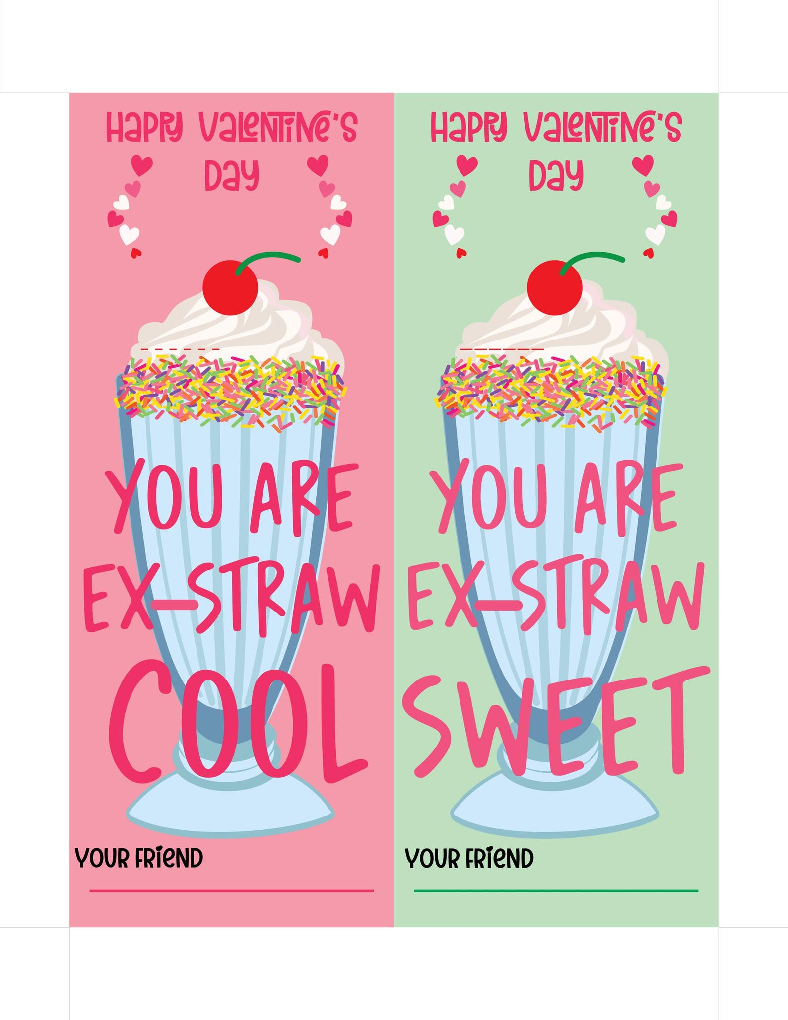 VALENTINE Crazy Straw Valentine Printable Classroom/party Decor/card ...