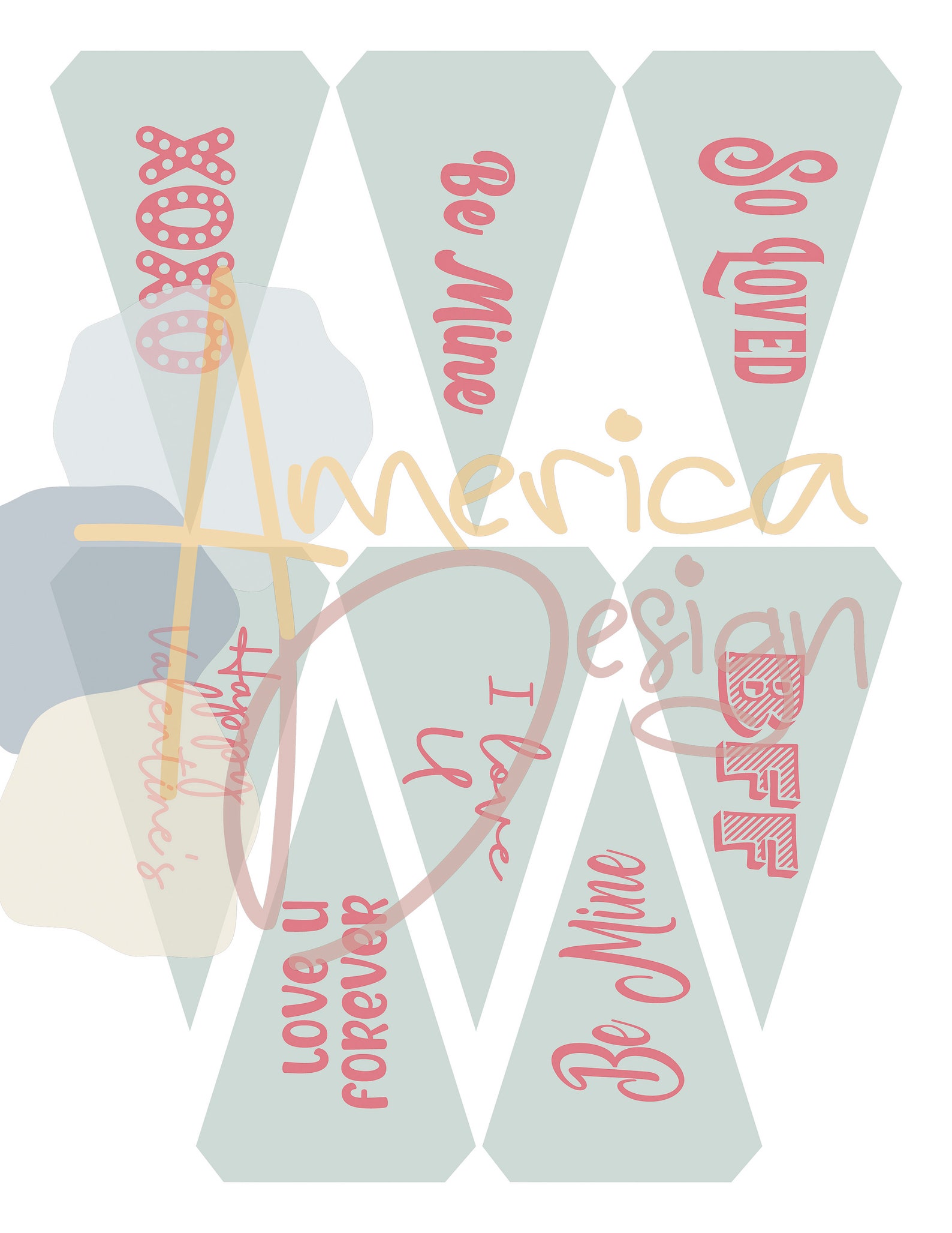 Valentine's Day Pennant Flag Printable / Valentine Flags/ Instant ...