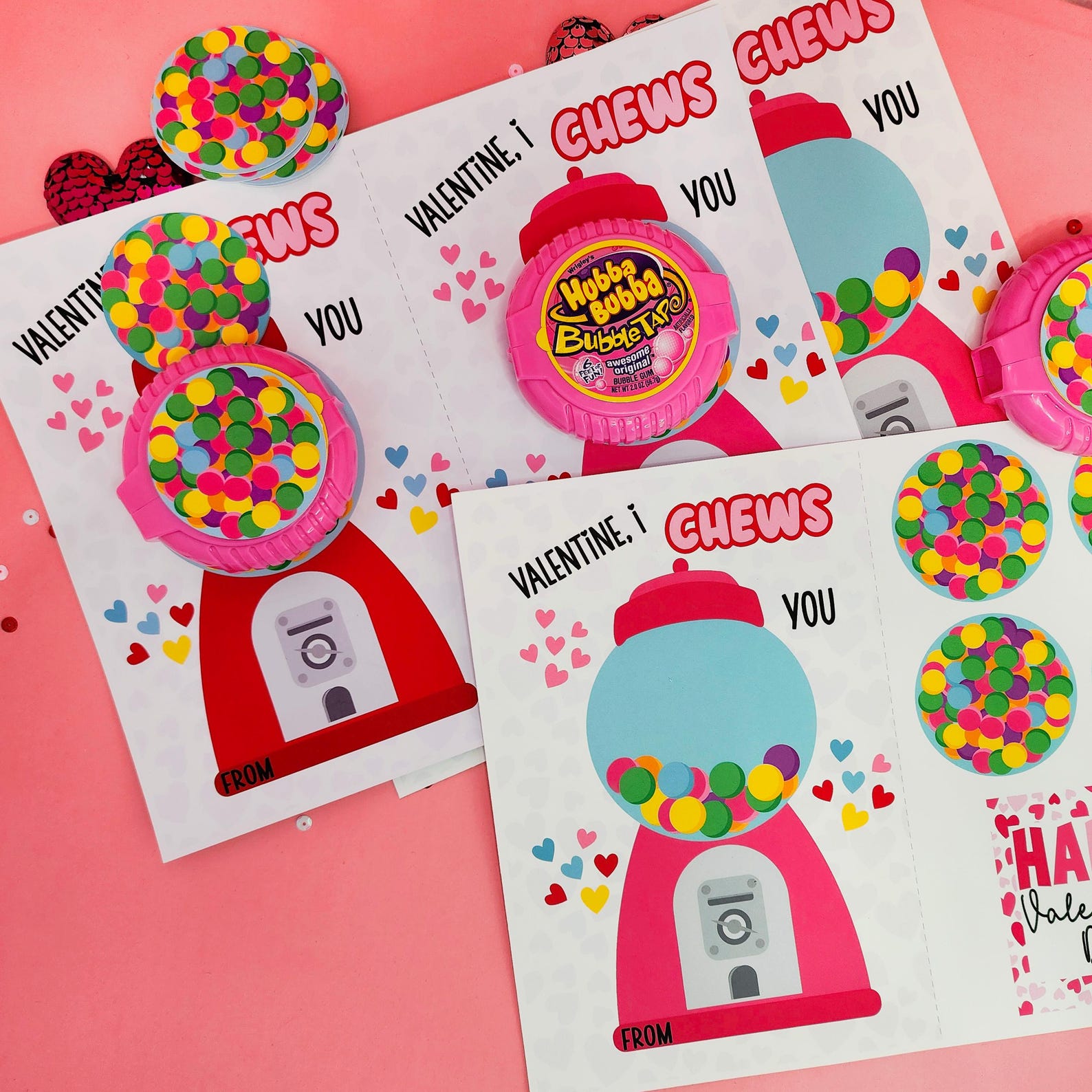 Gumball Machine Valentines: Bubble Gum Tape Printable (PDF Download) - Etsy