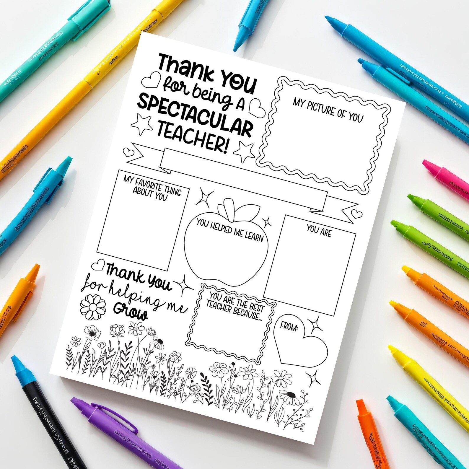 Teacher Appreciation Week Letter Printable, Teacher Coloring Thank You ...