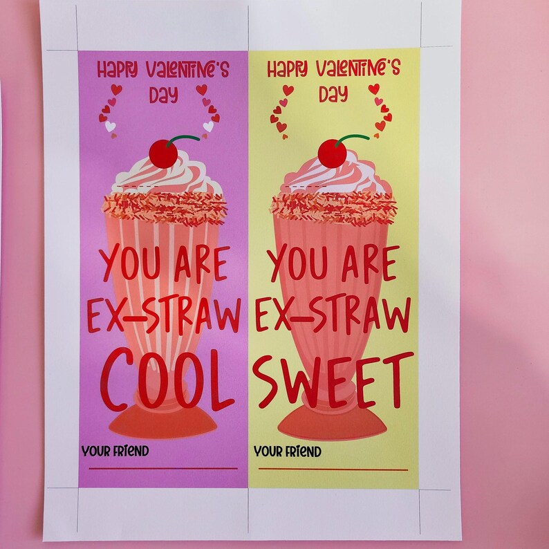 VALENTINE Crazy Straw Valentine Printable Classroom/party Decor/card ...