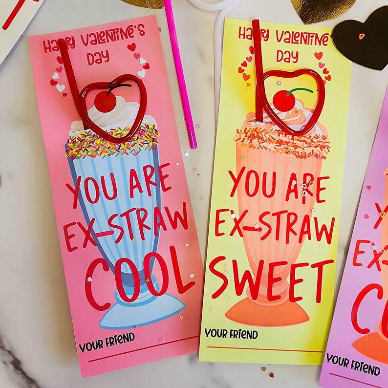 VALENTINE Crazy Straw Valentine Printable Classroom/party Decor/card ...