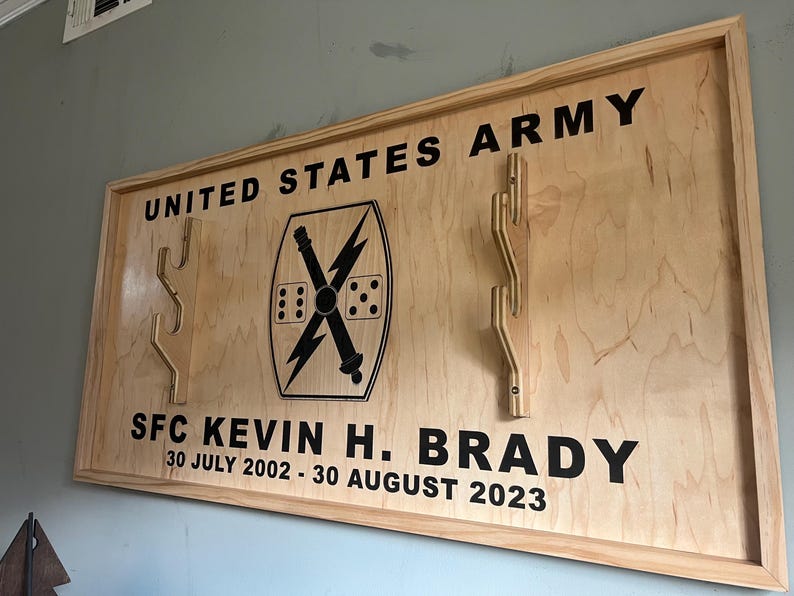 Custom Sword Holder: Military Sword Wall Display, Personalized Wood - Etsy