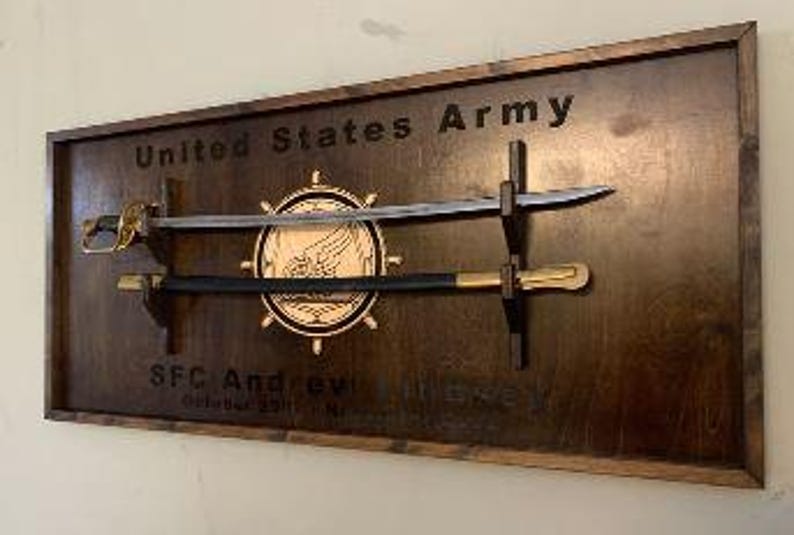 Custom Sword Holder: Military Sword Wall Display, Personalized Wood - Etsy