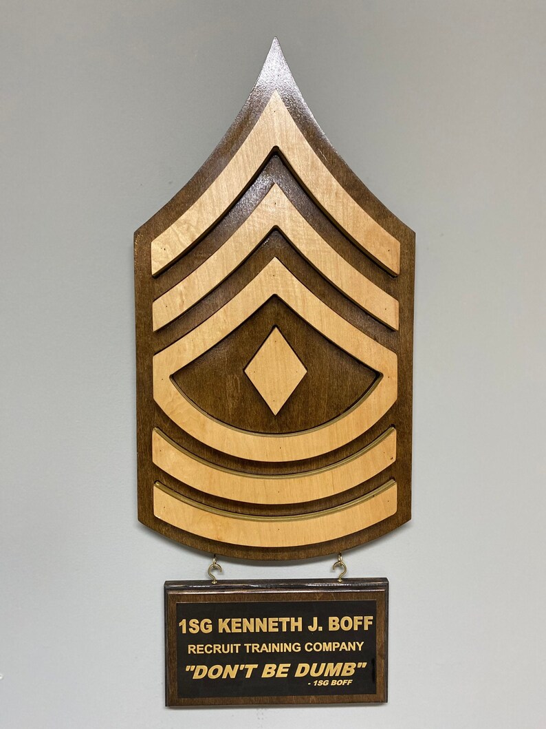 First Sergeant Hanging Wall Plaque 1SG Wood Cutout With - Etsy