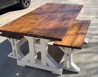 Farmhouse Trestle Dining Table - Etsy
