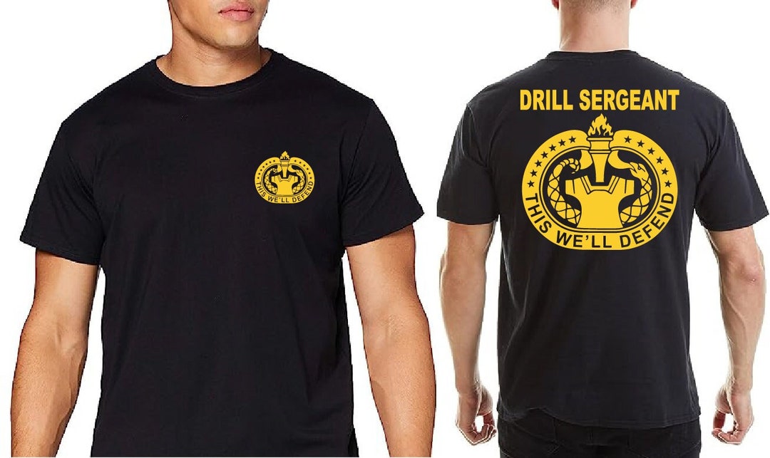 Drill Sergeant Tee / Black With Gold DS Badge T-shirt / Army Military ...