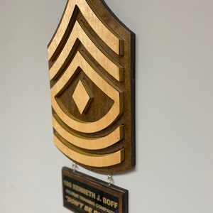 First Sergeant Hanging Wall Plaque 1SG Wood Cutout With Inscription ...