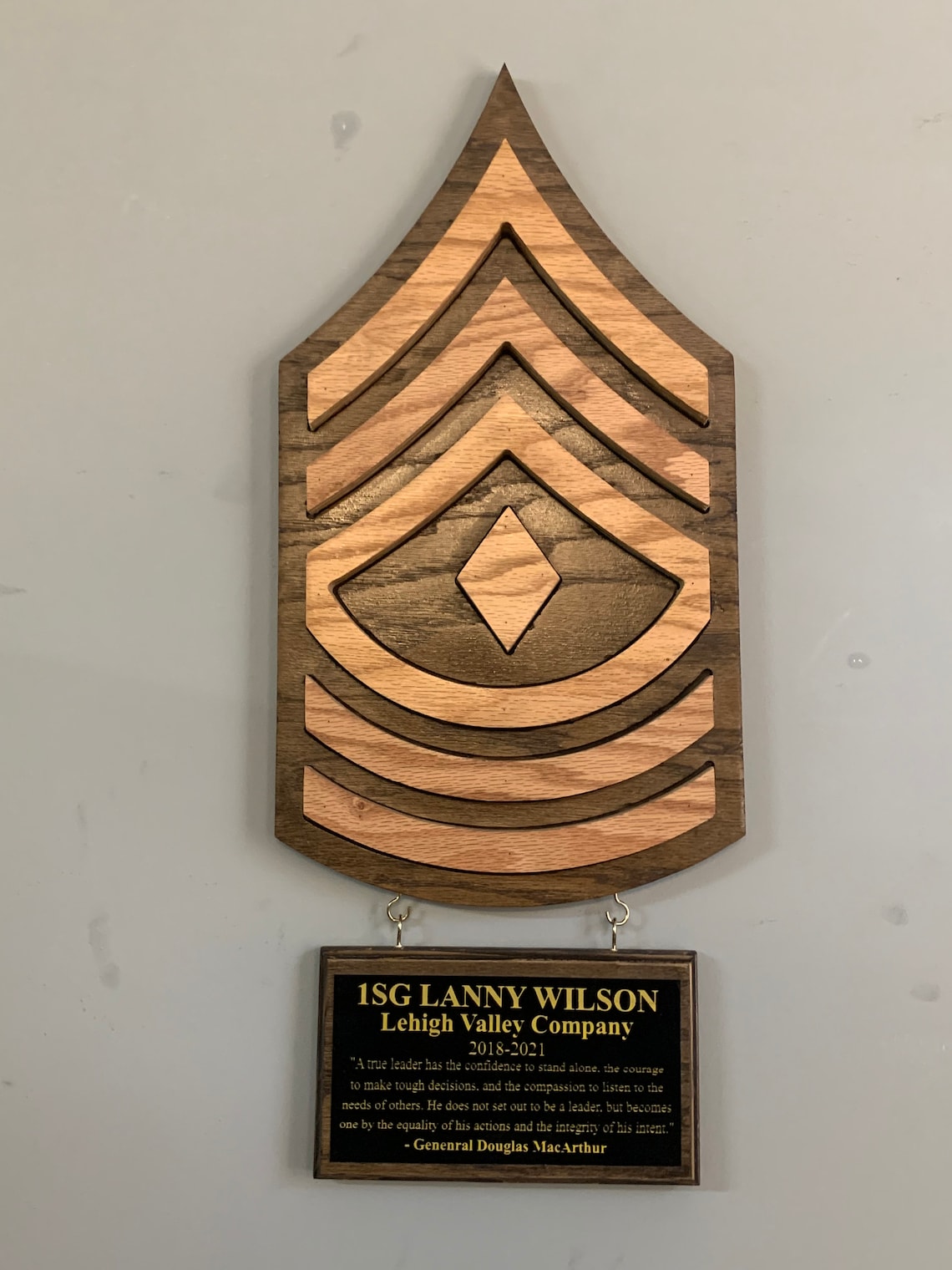 First Sergeant Hanging Wall Plaque 1SG Wood Cutout With - Etsy
