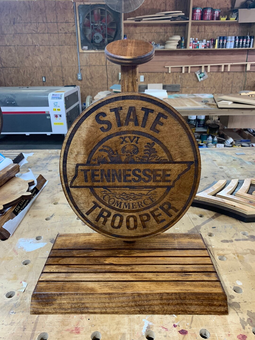 State Trooper Hat Stands Any State Badge Emblem Patch Etc Custom Wood ...